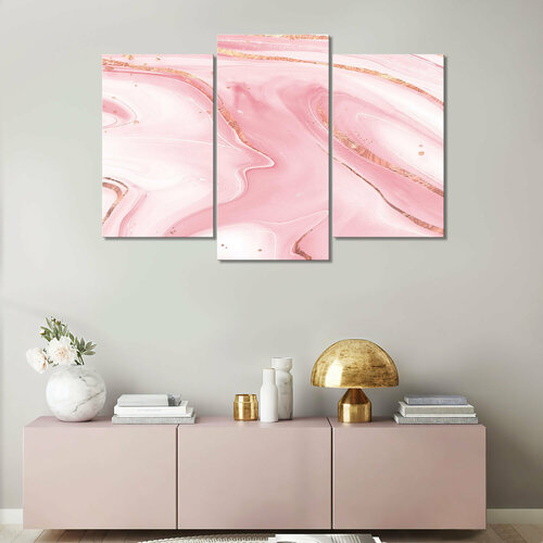 Модульная картина/Модульная картина на холсте/Модульная картина в подарок/яркий розовый мрамор-bright pink marble 120х80