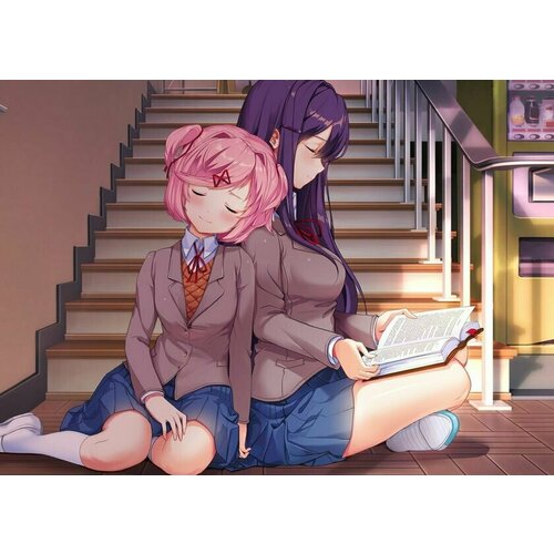 Плакат, постер на бумаге Doki Doki Literature Club. Размер 21 х 30 см