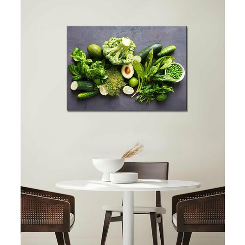Картина на холсте для интерьера - "овощи и зелень 30х40"