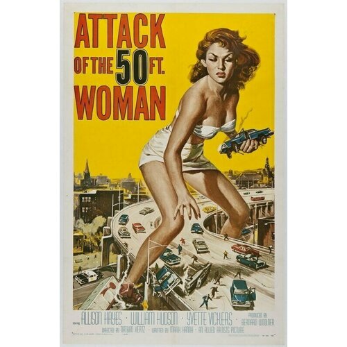 Плакат, постер на холсте Атака 50-футовой женщины (Attack of the 50 Foot Woman), Нэйтан Юран. Размер 42 х 60 см