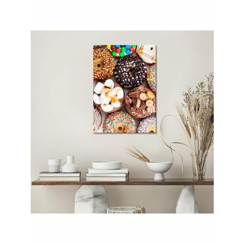 Картина на холсте с подрамником Пончики выпечка сладости 30х40