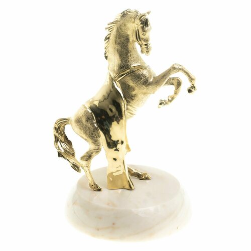 Статуэтка из бронзы "Конь на дыбах" на подставке из мрамора 123322
