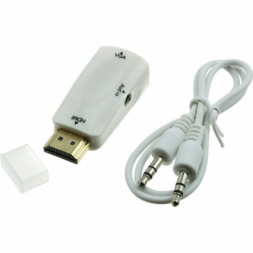 Переходник HDMI - VGA(G) J3.5-J3.5 конвертер, белый
