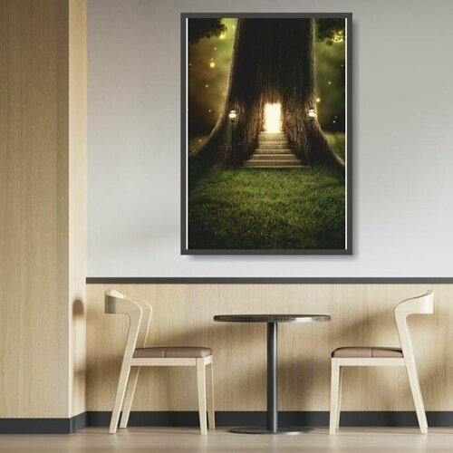 Постер Светящаяся Дверь В Дереве В Лесу 50х70 см в тубусе ПолиЦентр