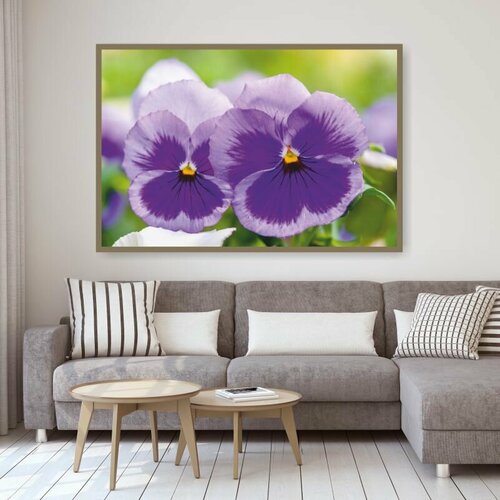 Постер для интерьера Фиолетовые Цветы Анютины Глазки 90х60 см в тубусе ПолиЦентр