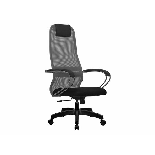 Кресло руководителя Метта SU-B-8/подл.131/осн.001 Черный, ткань / Светло-серый, сетка