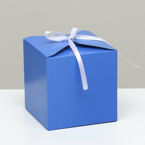 Коробка складная, квадратная, синяя, 10 х 10 х 10 см,