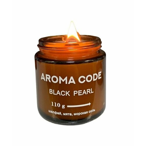 Свеча ароматическая с древесным фитилем Black Pearl 110 г
