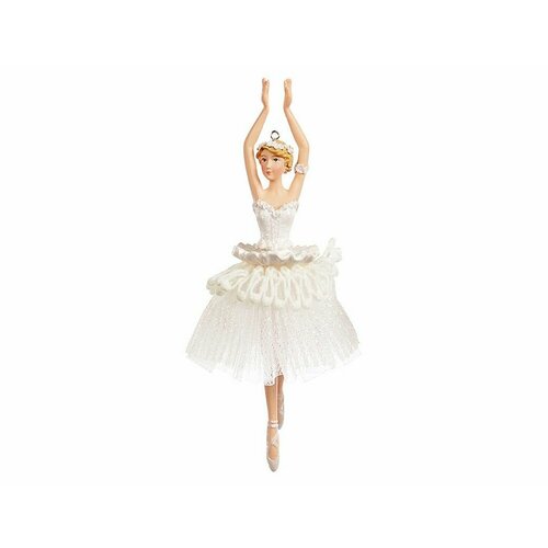 Ёлочная игрушка балерина - кружевной вальс (в корсаже без рукавов), полистоун, текстиль, белая, 17 см, Goodwill MO 93043-2