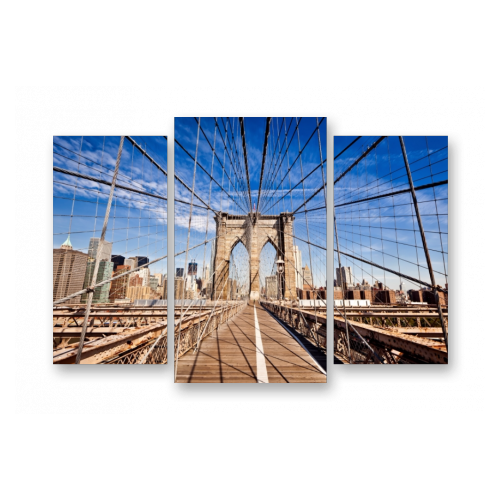 Модульная картина на стекле | Diva Kartina | Город. Нью-Йорк Пешеходный мост | 100X70 см