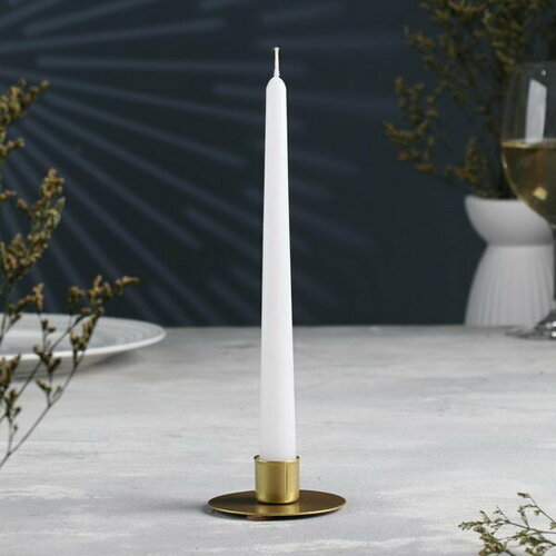 Подсвечник "Круг" металл на одну свечу, 7х3 см, золотой
