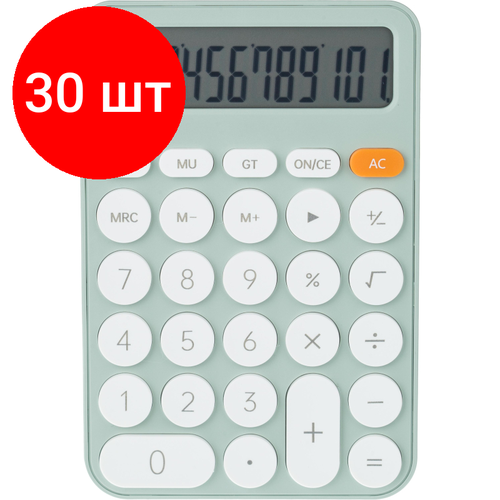 Комплект 30 штук, Калькулятор настольный комп. Deli EM124, 12-р, батар, 158х105мм, зеленый