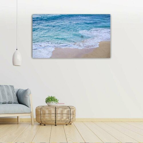 Картина на холсте 60x110 LinxOne "Чистый пляж с белыми" интерьерная для дома / на стену / на кухню / с подрамником