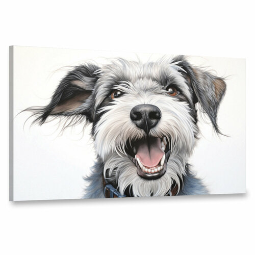 Интерьерная картина 100х60 "Собачье счастье на холсте"