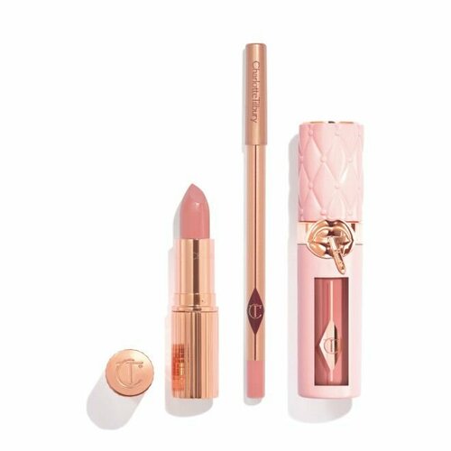 Сharlotte Tilbury Трио: Каранадаш, помада и блеск для губ Plump & Pout Lip Trio (Medium To Deep, Pillow Talk Fair, Pillow Talk Fair)