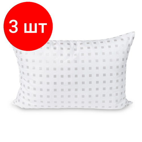 Комплект 3 штук, Подушка 50х70, стеганная, (иск. лебяжий пух/тик ПЭ), белые шашечки