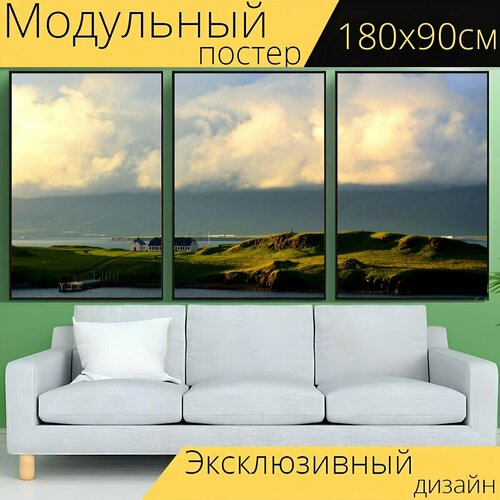Модульный постер "Пейзаж, природа, море" 180 x 90 см. для интерьера