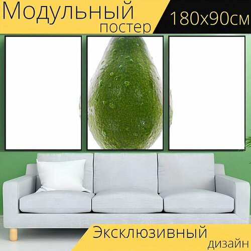 Модульный постер "Авокадо, зеленый, витамин" 180 x 90 см. для интерьера