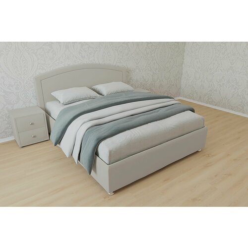 Двуспальная кровать Майями 180x200 основание металлическое с ламелями велюр бежевый без ножек