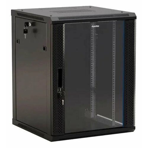 Коммутационный шкаф Hyperline TWB-1566-GP-RAL9004 настенный, стеклянная передняя дверь, 15U, 600x600мм