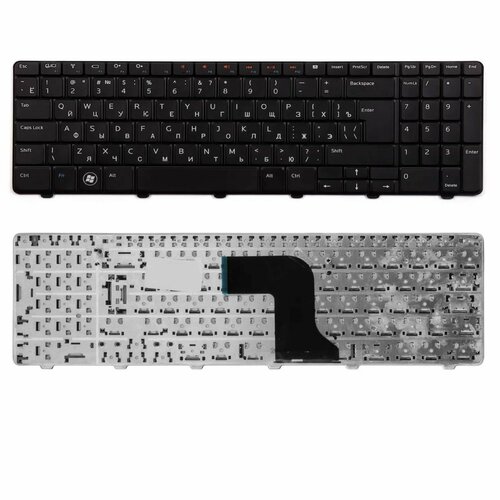 Клавиатура для ноутбука Dell Inspiron M5010, N5010 Series. Плоский Enter. Черная, без рамки. PN: NSK-DRASW 0R