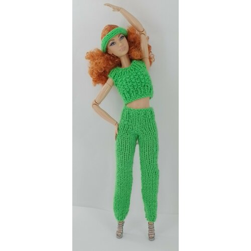 Комплект из брюк, кофточки без плеч и повязки для волос для кукол Barbie + 2 вешалки