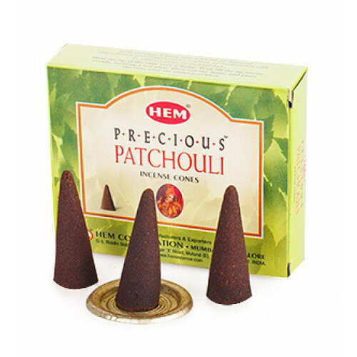 Hem Incense CONES PRECIOUS PATCHOULI (Благовония конусы пачули, Хем), уп. 10 конусов.