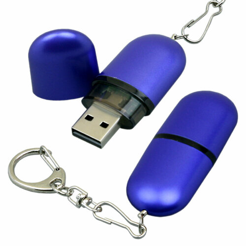 Каплевидная пластиковая флешка для нанесения логотипа (128 Гб / GB USB 2.0 Синий/Blue 015)