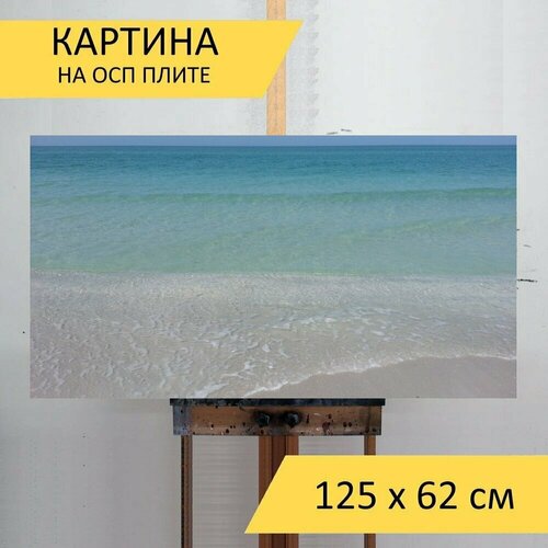 Картина на ОСП 125х62 см. "Океан, вода, море" горизонтальная, для интерьера, с креплениями