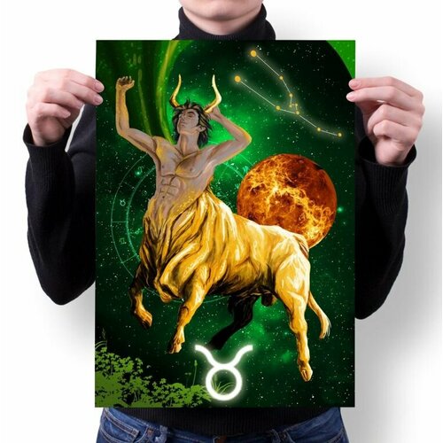 Плакат со знаком зодиака Телец №2, А4