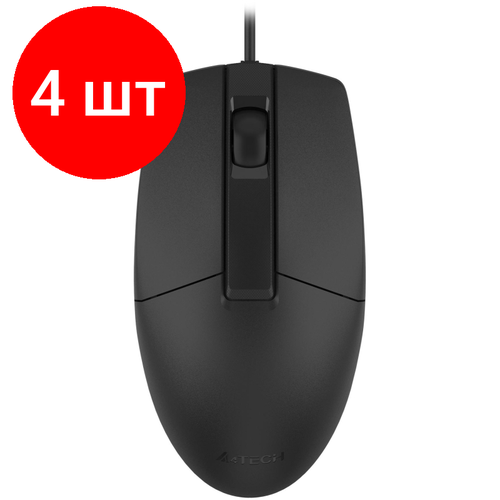 Комплект 4 штук, Мышь компьютерная A4Tech (OP-330 (BLACK)) оптическая 1200dpi/3but