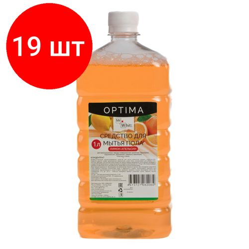 Комплект 19 штук, Средство для мытья пола Mr.White OPTIMA концентрат Лимон-Апельсин 1л