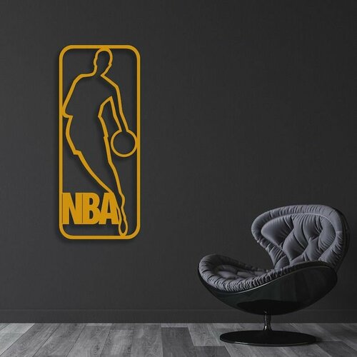 Декоративное металлическое панно, Логотип НБА (матовое золото)
