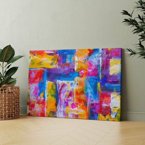 Картина на холсте (абстрактные живопись разноцветная steve johnson художник мазки) 50x70 см/для интерьера/в комнату/на стену/в подарок