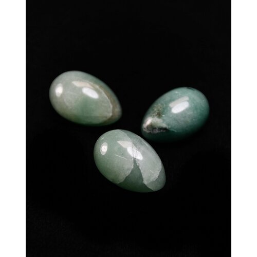 Оберег, амулет Нефрит - 3 см, натуральный камень, галтовка, яйцо, 3 шт - символ благополучия