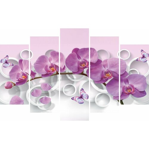 Модульная картина для интерьера "Орхидея Абстракция" 80х140 см