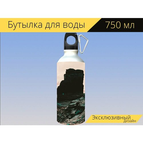 Бутылка фляга для воды "Небо, рош, пейзаж" 750 мл. с карабином и принтом