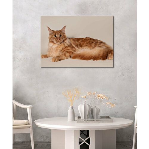 Картина - кошка, мейн-кун, домашняя кошка, ласковая кошка, кот (288) 50х70