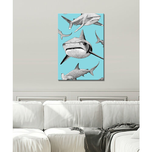 Картина - Акула, акула арт, акула рисунок (2) 30х40
