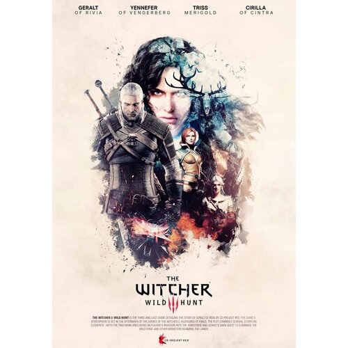 Плакат, постер на холсте Ведьмак 3 (The Witcher 3 Wild Hunt). Размер 30 х 42 см