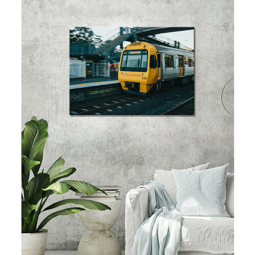 Картина/Картина на холсте для интерьера/Картина на стену/Картина для кухни/ - Австралия желтый поезд 50х70