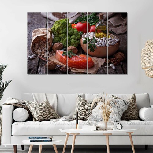 Модульная картина/Модульная картина на холсте/Модульная картина в подарок/полезная еда-healthy food125х80