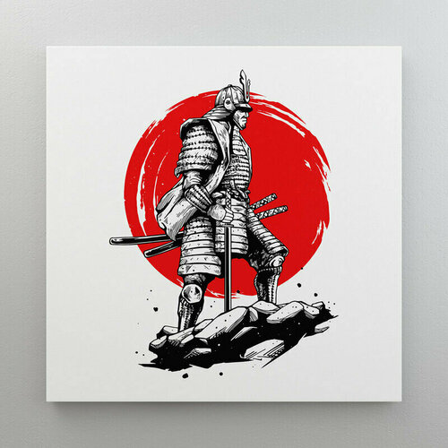 Интерьерная картина на холсте "Иллюстрация - путь самурая" размер 25x25 см