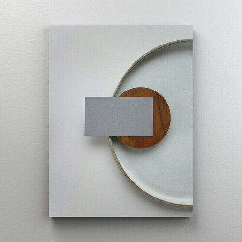 Интерьерная картина на холсте "Белая тарелка - абстракция" размер 45x60 см