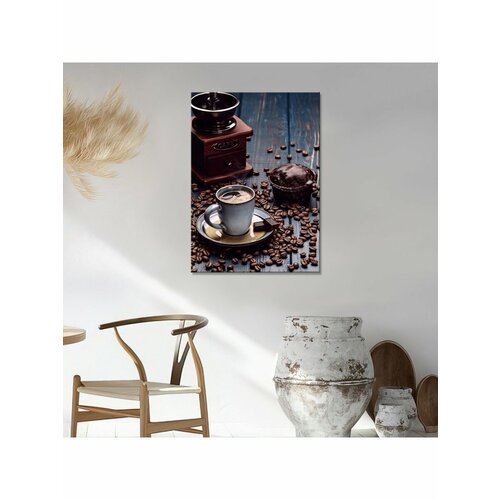 Картина на холсте с подрамником Кофе и шоколадный десерт 30х40
