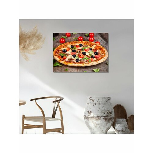Картина на холсте с подрамником Аппетитная пицца с томатами 20х30