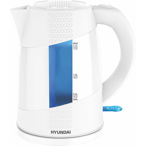 Чайник электрический Hyundai HYK-P2407 белый/голубой, пластик