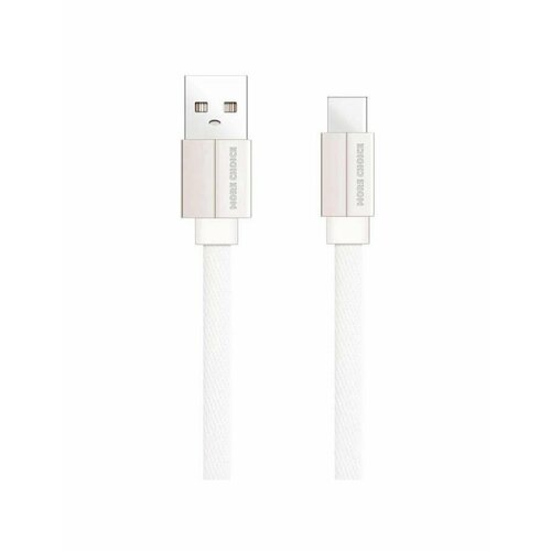 Дата-кабель More choice USB 2.1A для Type-C плоский K20a нейлон 1м (White)