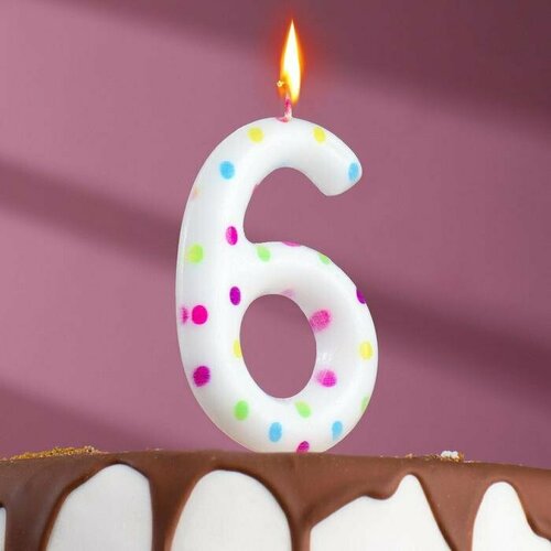 Свеча в торт на день рождения «Конфетти», цифра "6" , гигант, 9 см (комплект из 13 шт)