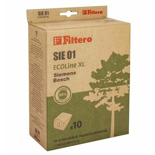Мешки-пылесборники Filtero SIE 01 ECOLine XL (тип "G ALL"), BBZ41FGALL, бумажные, 10 штук + фильтр